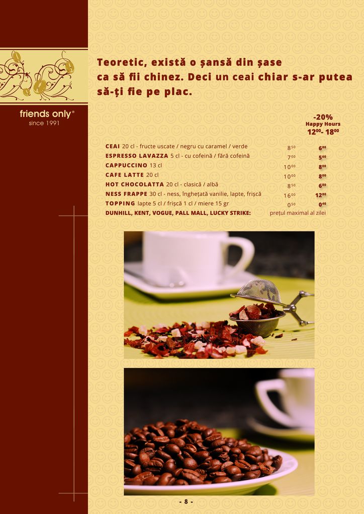 Meniu cu preturi pentru pizza, grill-uri si bauturi | PUB18